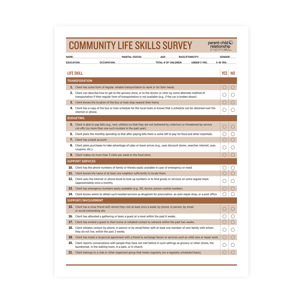 Community Life Skills (CLS) Scale - Parent-Child Relationship Programs
