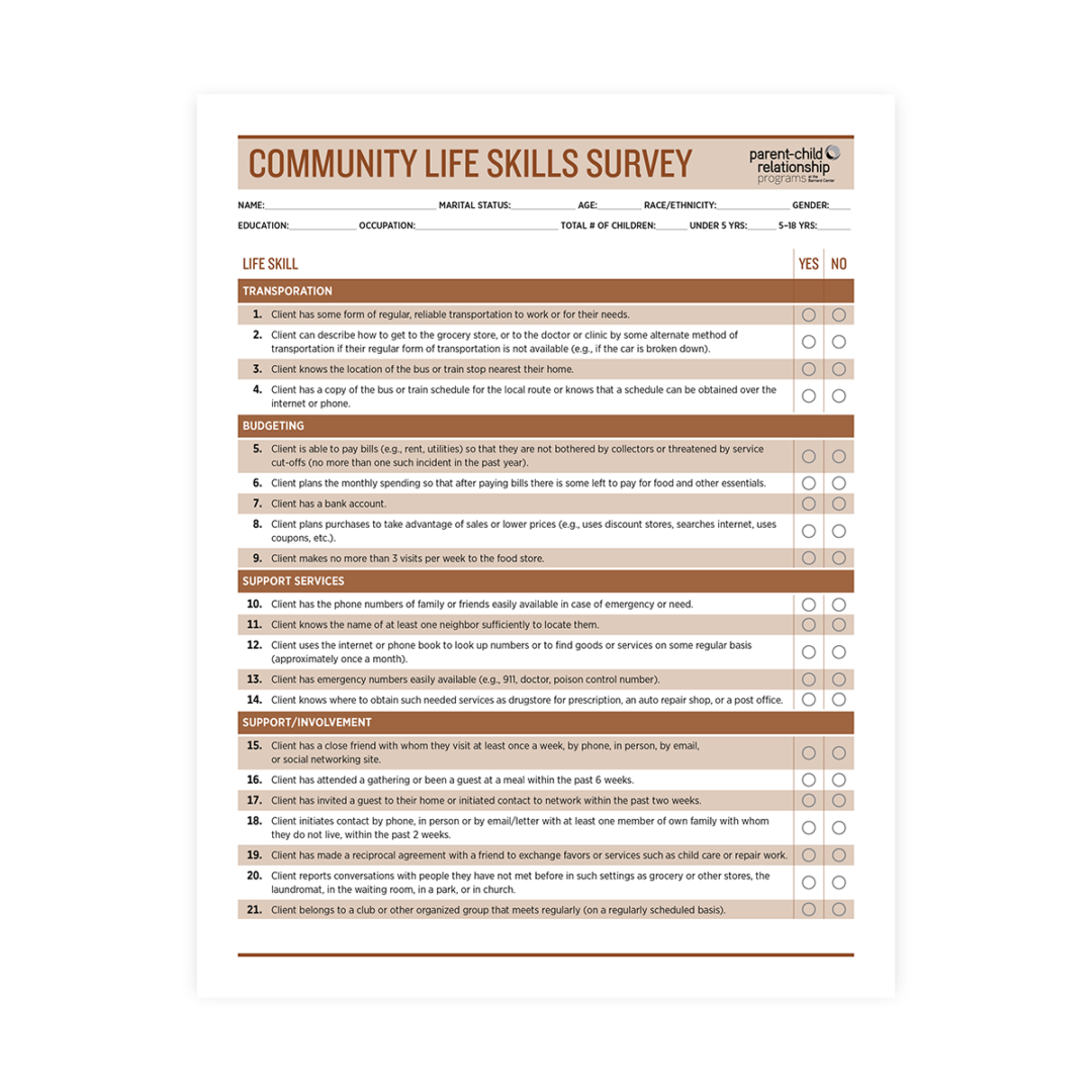 Community Life Skills (CLS) Scale - Parent-Child Relationship Programs