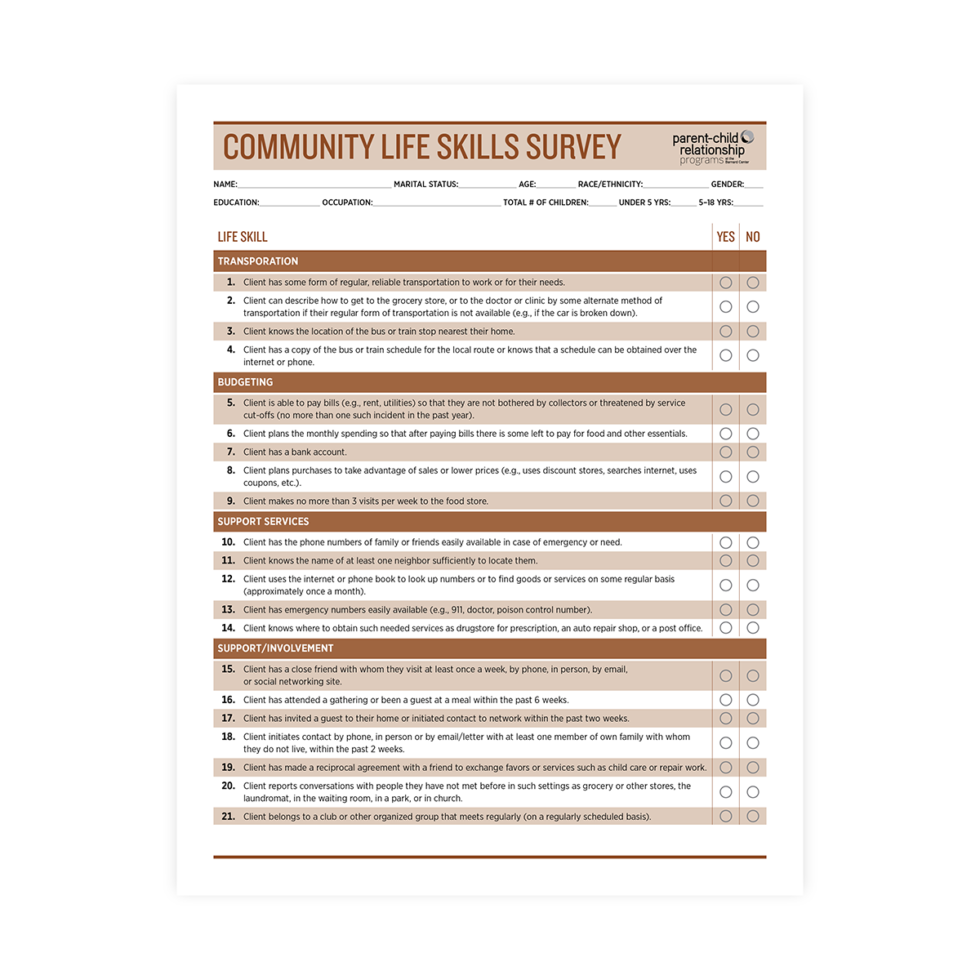 Community Life Skills (CLS) Scale - Parent-Child Relationship Programs