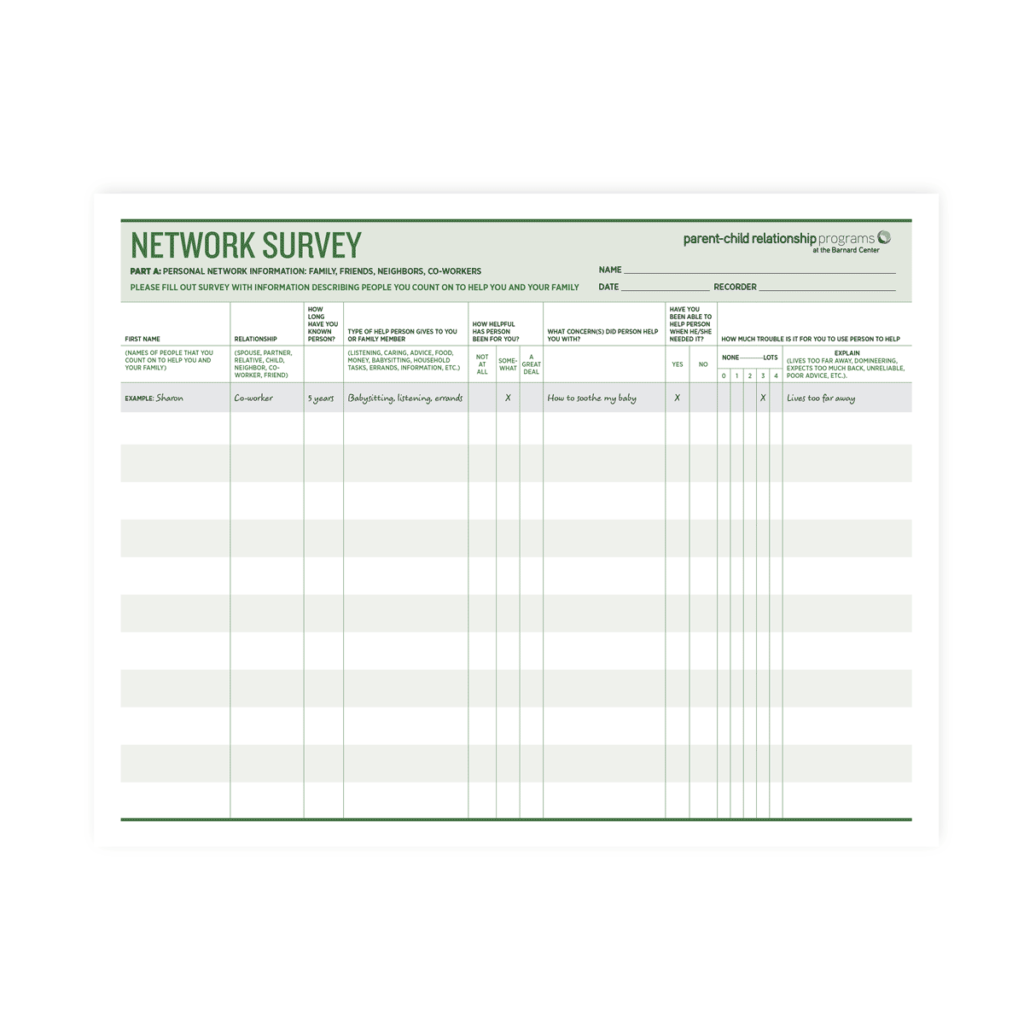 Network Survey Form - Parent-Child Relationship Programs